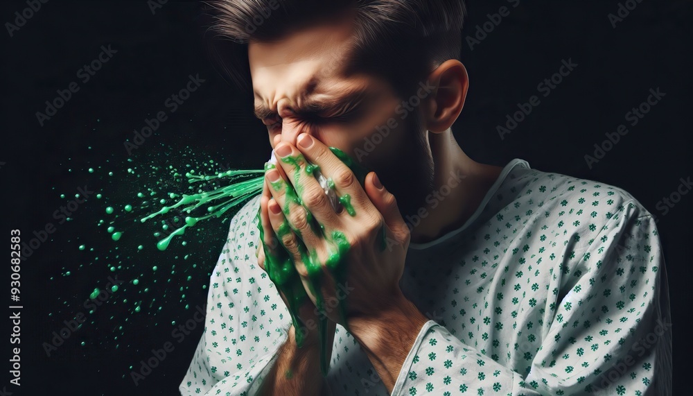 Sneezing Patient with Visualized Germs | Conceptual Medical Photography ...