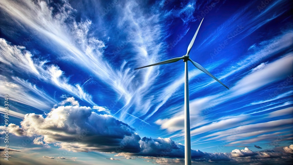 Dramatic blue sky with a few wispy clouds serves as a stunning backdrop ...
