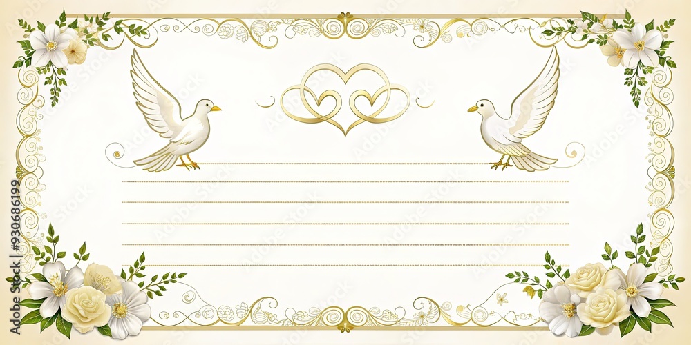 Elegant, handwritten marriage certificate with ornate borders and ...