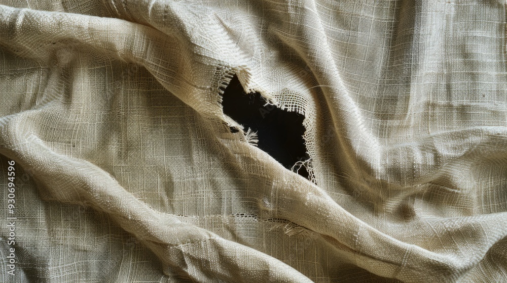 teared rag spread isolated on black background. isolated on black ...