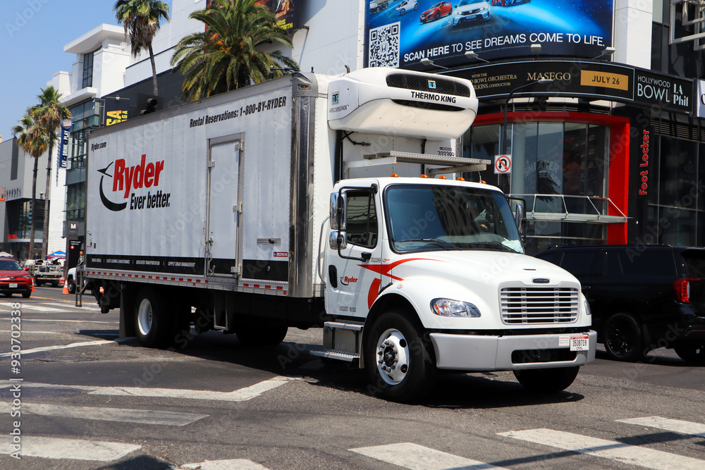 Hollywood (Los Angeles), California – July 9, 2024: RYDER Truck on ...