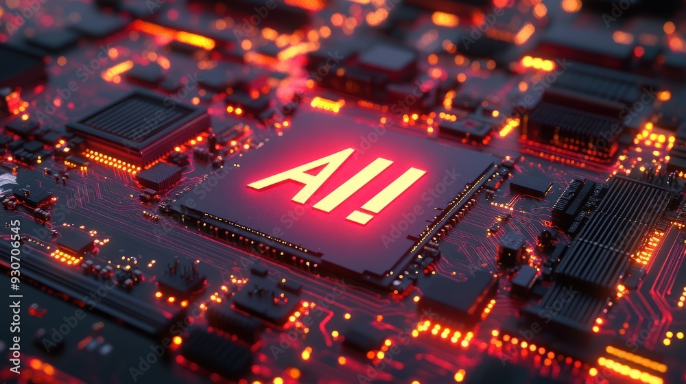 motherboard with ai written on it. Concept AI (Artificial Intelligence ...