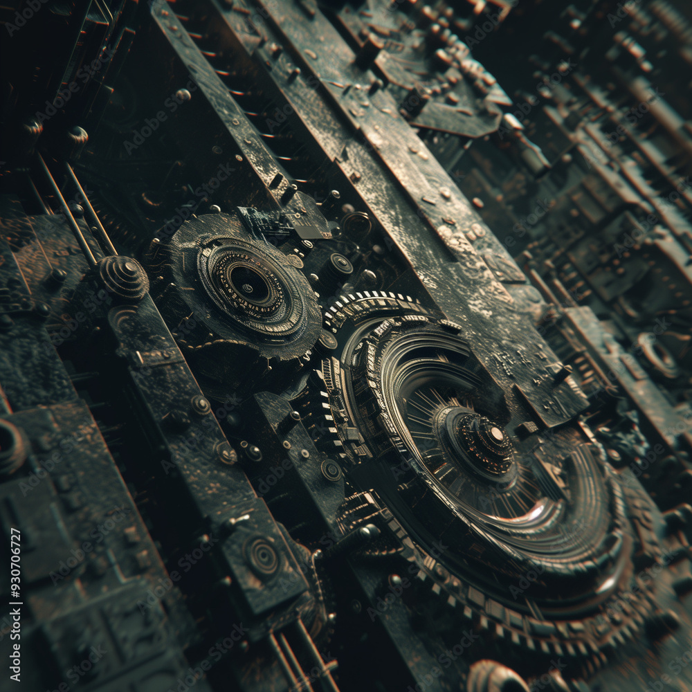 Complex Mechanical Gears and Components in Industrial Setting Stock ...