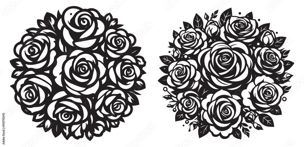 Rose vector art, Rose silhouette, Rose illustration, Rose black and ...