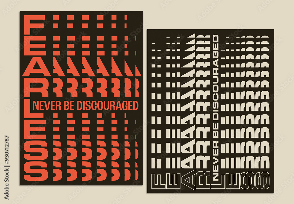 Set of Stacked Type Posters Layout Design Stock Template | Adobe Stock