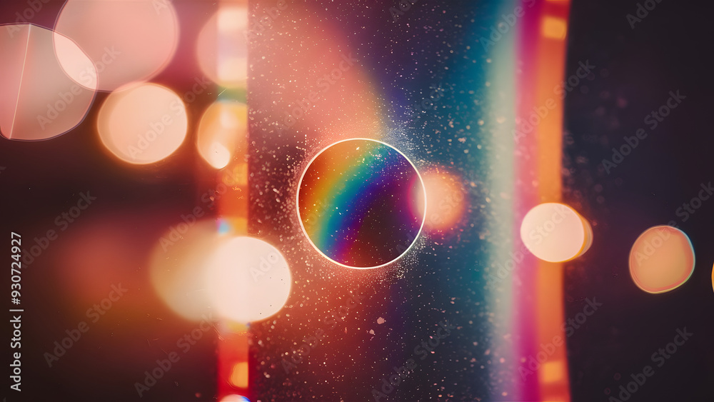 Rainbow Lens Flare: A vibrant, rainbow-hued lens flare dances across a ...