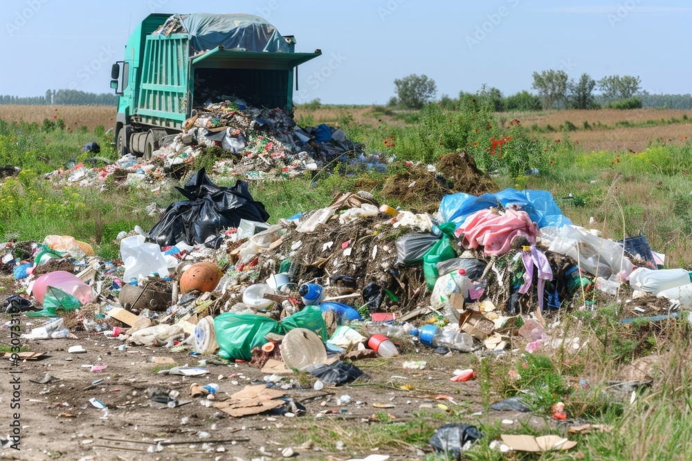 A Photography of A city's waste management system, where sensors and ...
