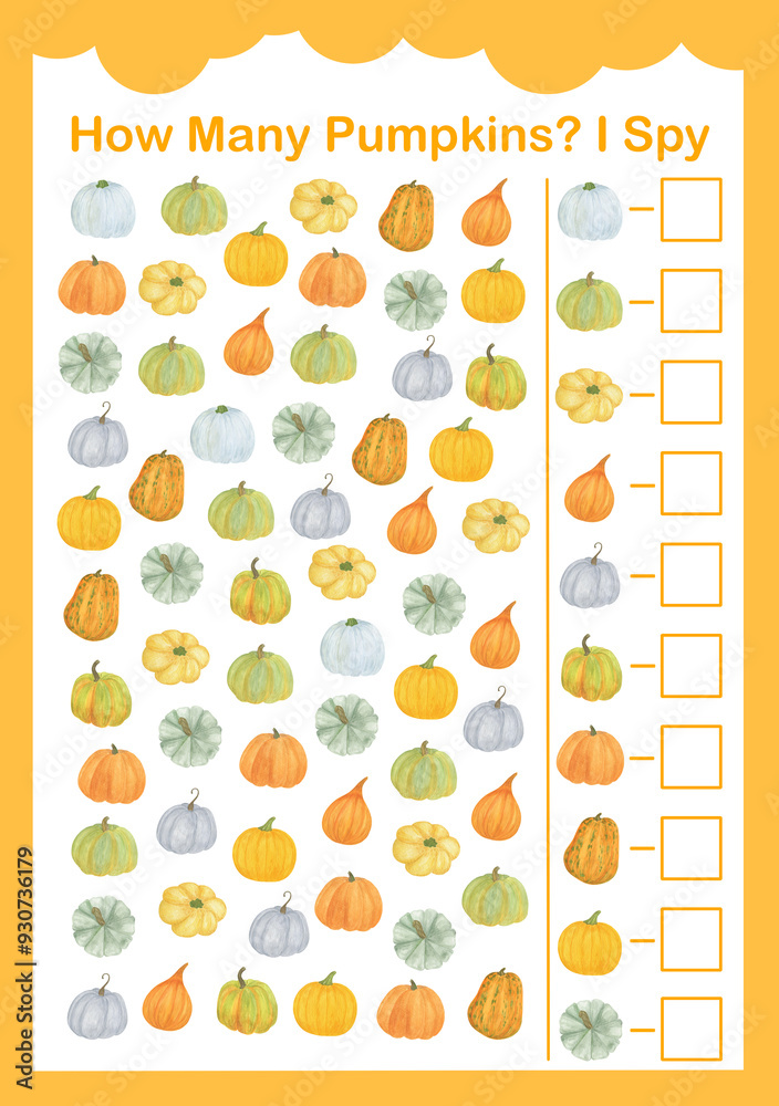Autumn I spy, How many pumpkins counting educational game for kids with ...