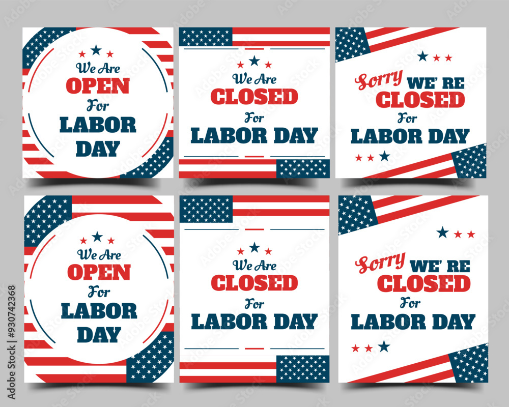 Poster Closed and Open store for labor day sign announcement banner ...