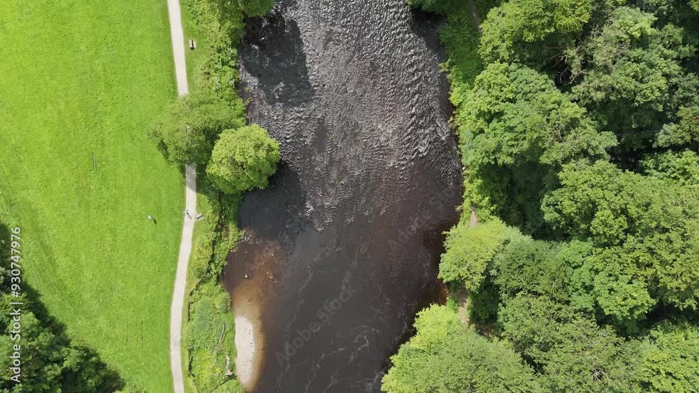 Aerial Drone View of Landscape at the Bolton Abbey Area, England. Bird ...