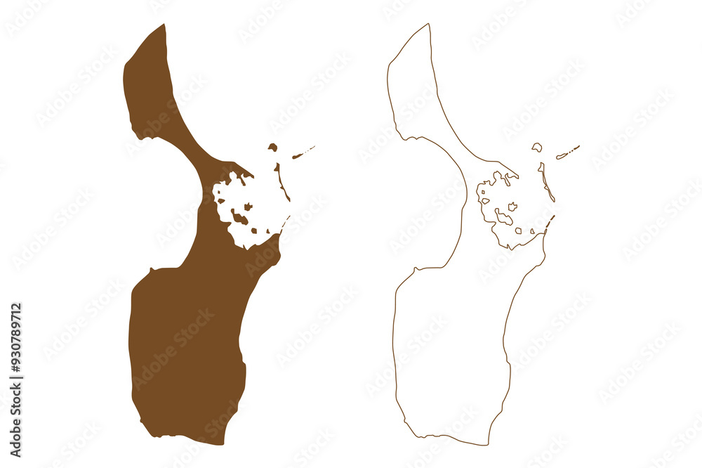 Samso island (Kingdom of Denmark) map vector illustration, scribble ...