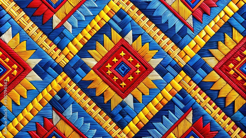 Vibrant traditional Pacific Island inspired geometric patterns in ...