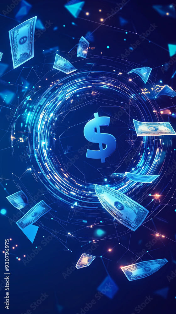 Cashback, money transfer, refund concept. Digital currency and coins ...