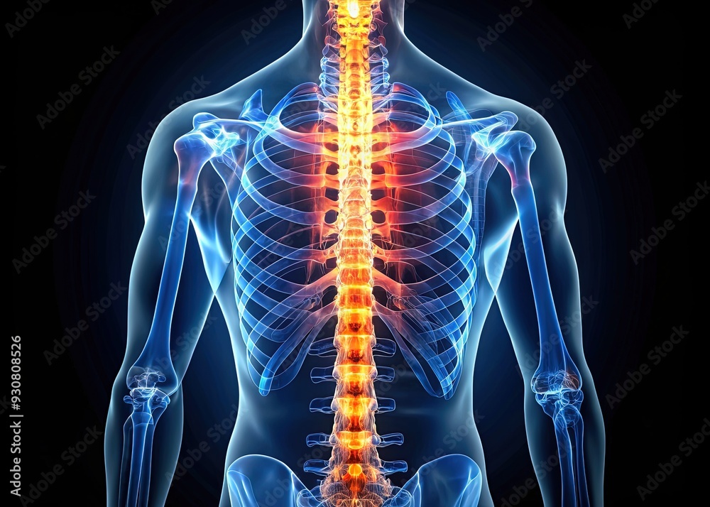 X-ray image of the human spine showcasing the delicate structure of the ...