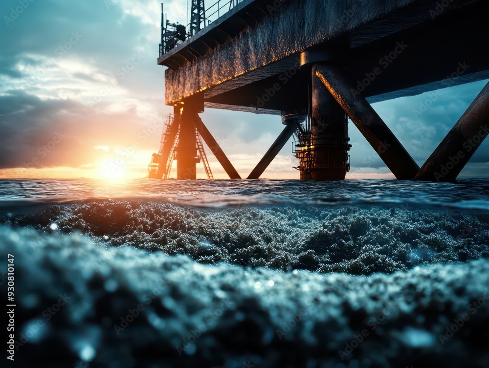 Conceptualize a marine biotechnology scene where algae are being ...