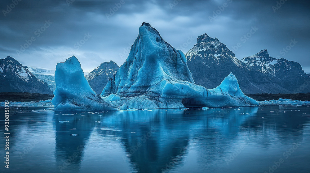 Stunning View of Silt-Streaked, Jagged Blue Ice Shapes, Dramatic ...