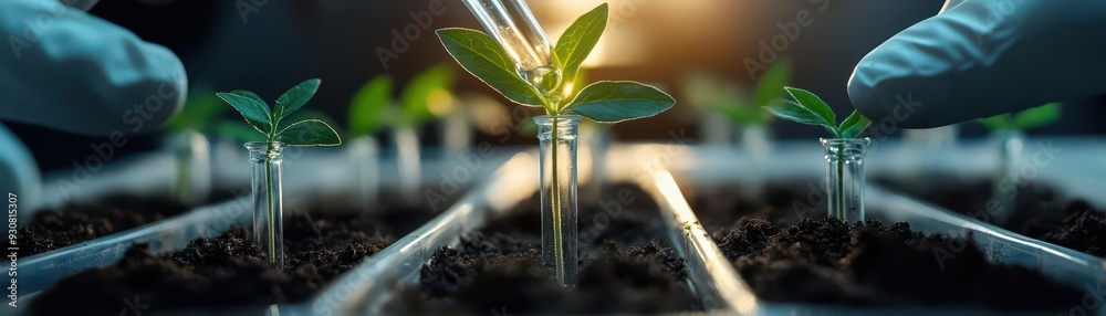 Visualize a biotechnology lab where scientists are genetically ...