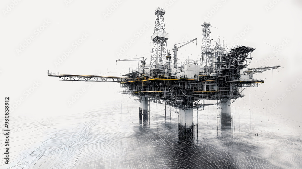 Sketch of the structure of the drilling platform on a white background ...
