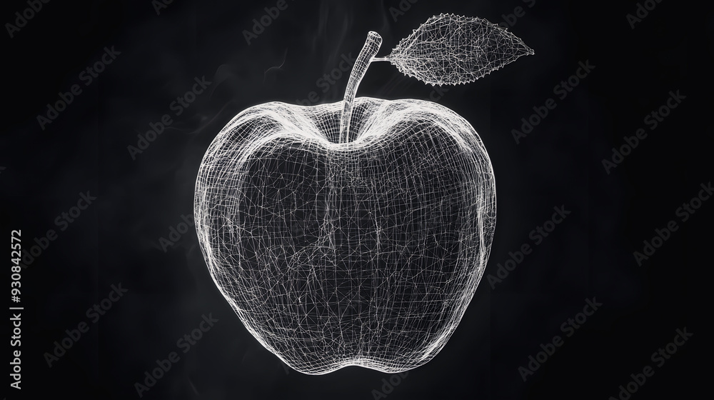Abstract illustration of the lines, shape and structure of an apple ...