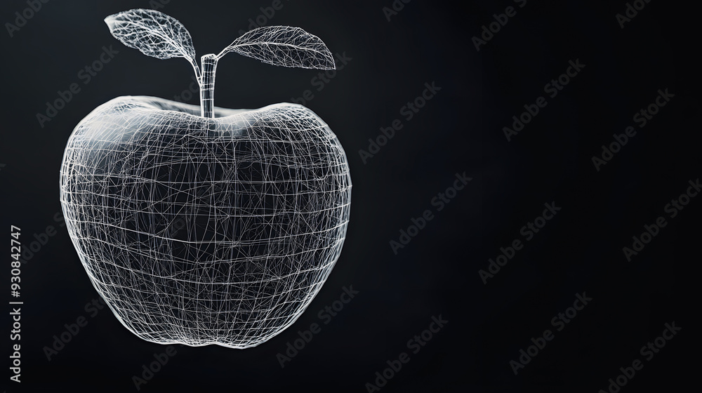 Abstract illustration of the lines, shape and structure of an apple ...