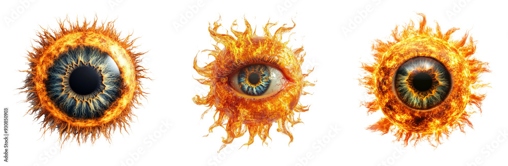 Fiery eyes with flames isolated on transparent background perfect for ...