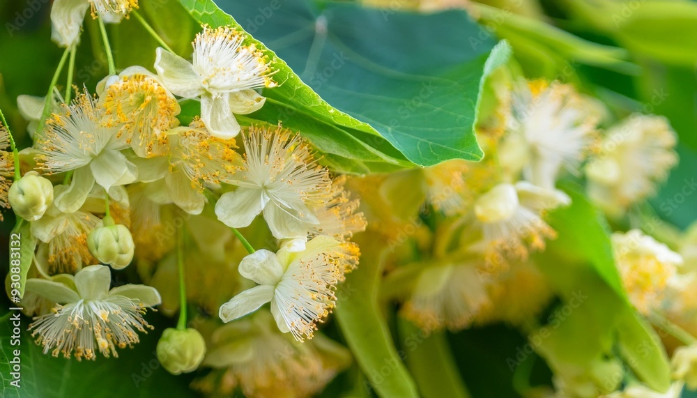 linden yellow blossom of tilia cordata tree small leaved lime little ...