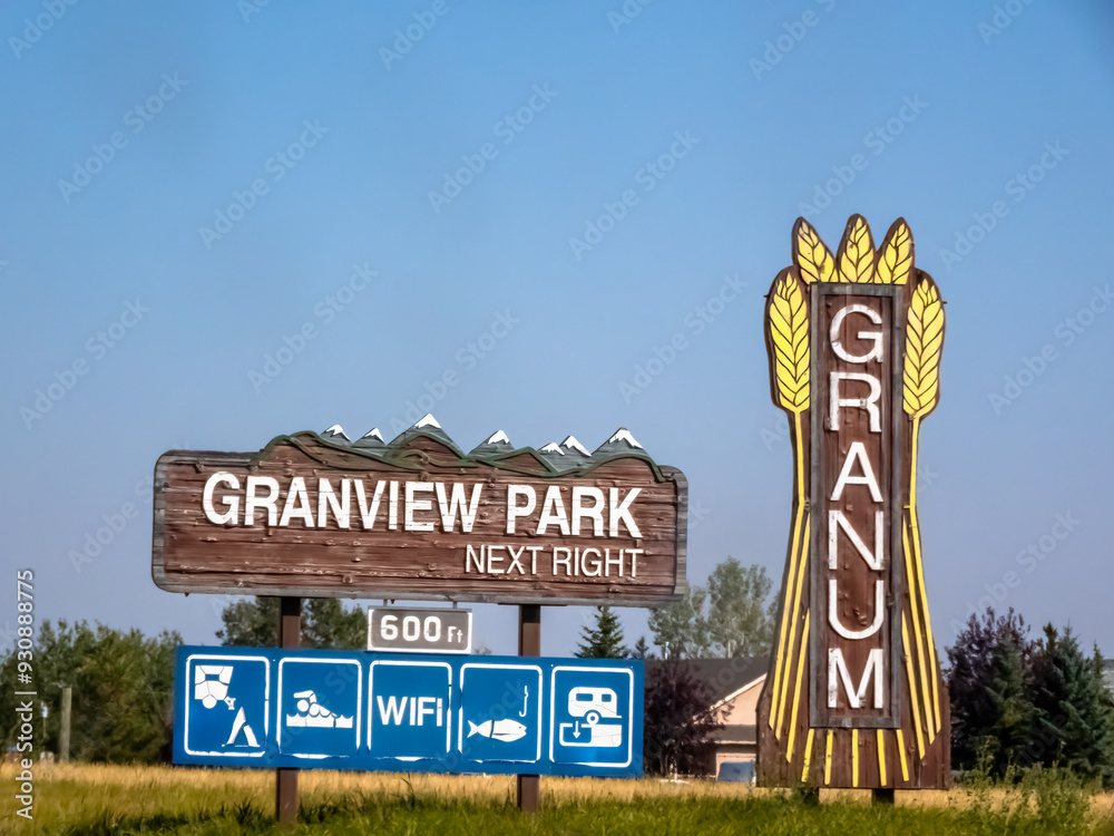 Granum, Alberta, Canada. Aug 20, 2024. A Grandview Park and Granum ...