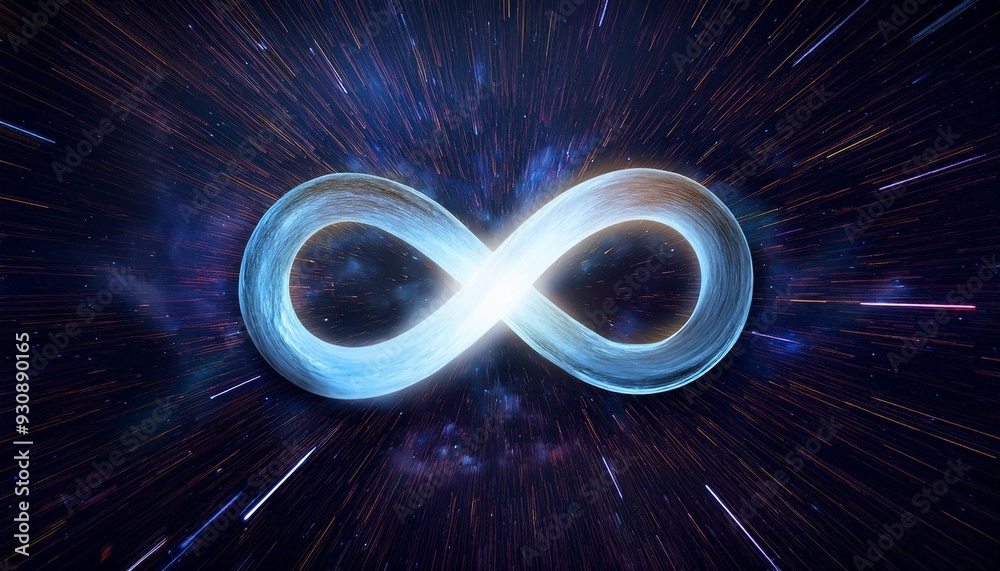 infinity symbol in space formed by a nebula zoom starfield Stock ...