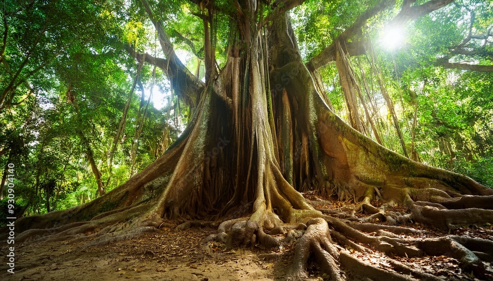 giant fig tree roots in a rainforest Stock Photo | Adobe Stock