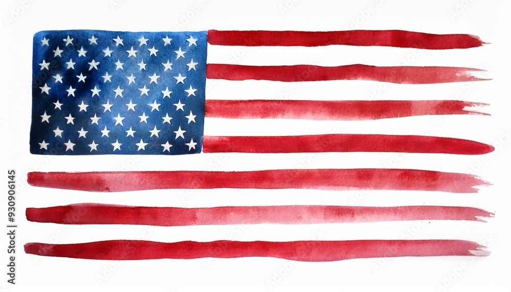 american flag watercolor clipart illustration on white background Stock ...