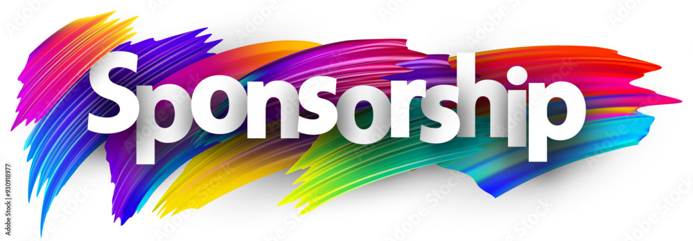 Sponsorship paper word sign with colorful spectrum paint brush strokes ...