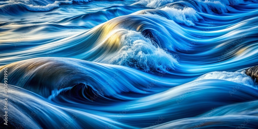 Dramatic top-view capture of a fast-moving water stream with undulating ...