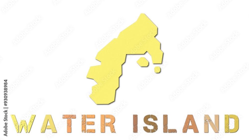 Water Island map with paper regions. Animated island map growing from ...