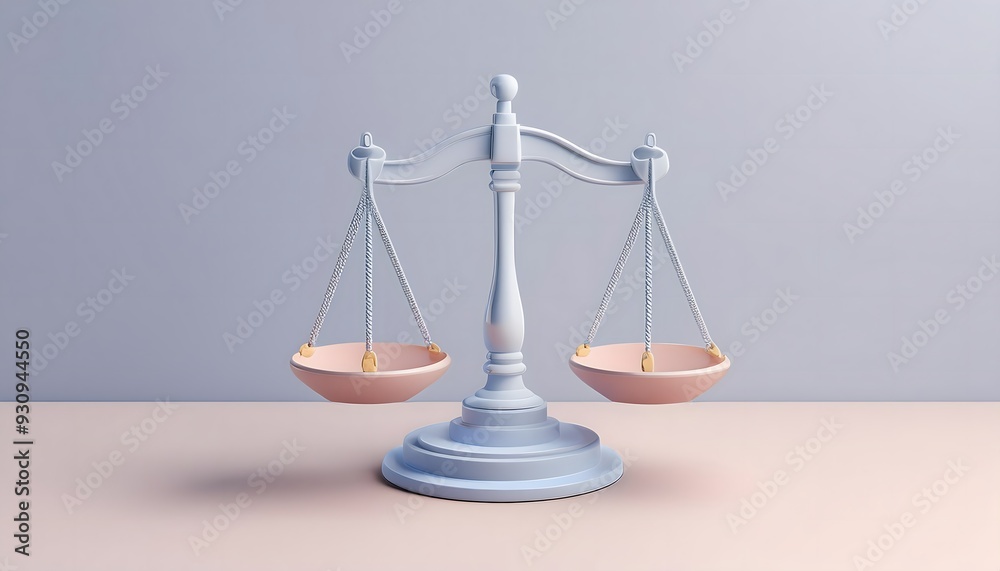 3 render of a scale of justice in balancing money and legal symbols ...