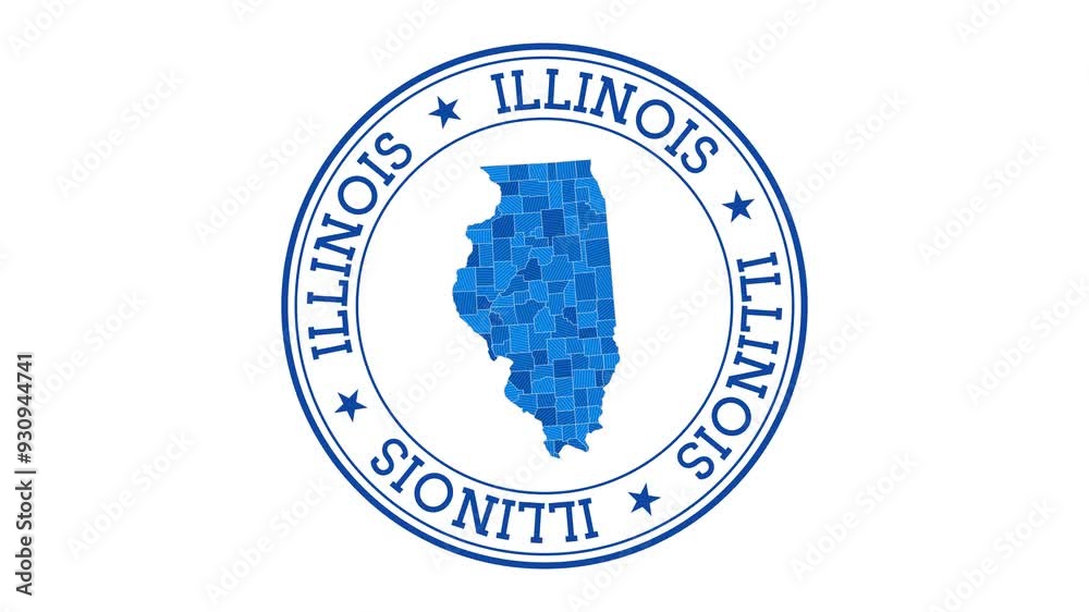 Illinois intro. Badge with the circular name and map of us state ...