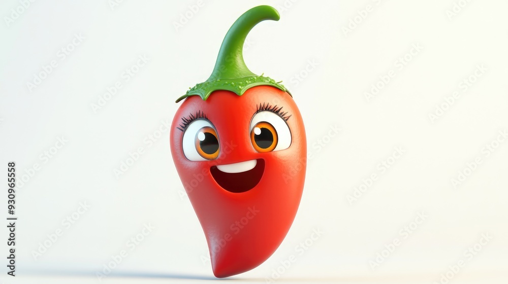 Cute 3D baby chili character with a fun and vibrant expression on a ...