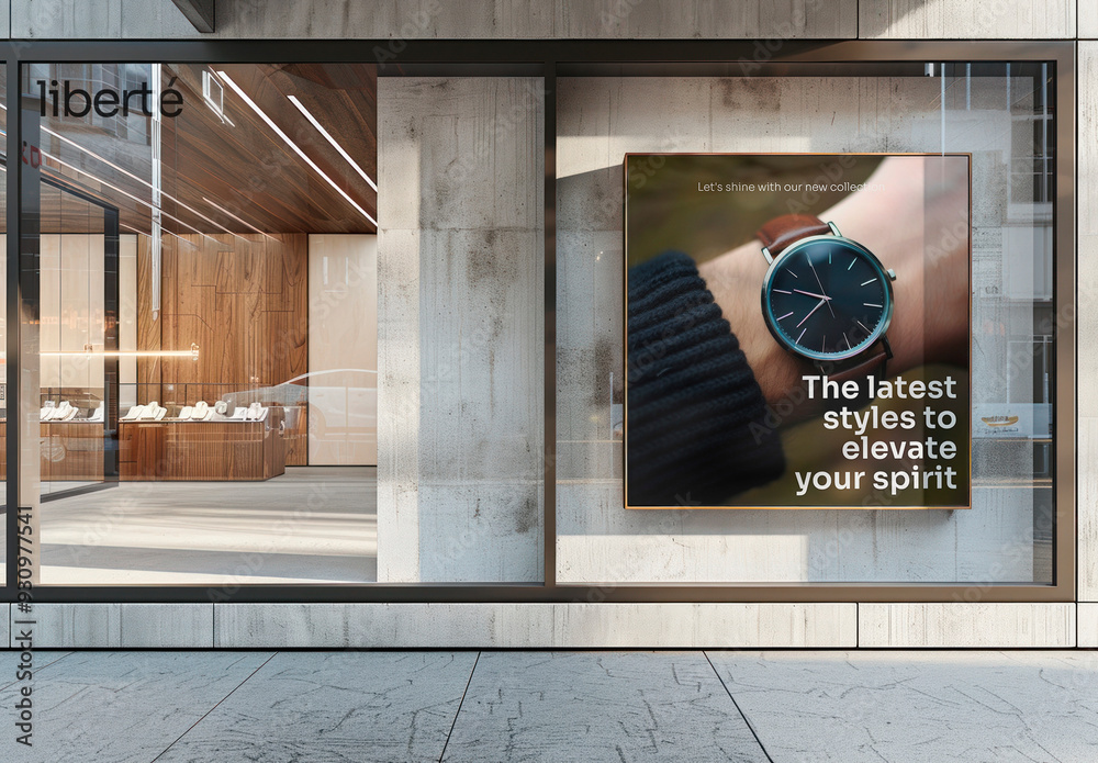 Shop Glass Window Mockup With Generative AI Stock Template | Adobe Stock
