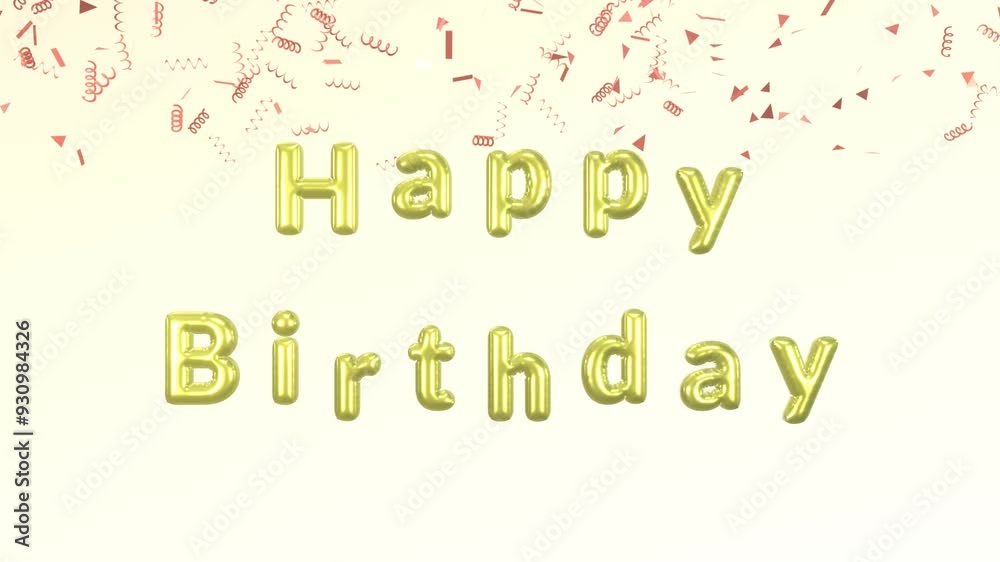 Happy Birthday Text Animation With Confetti. Balloon Text Animation ...