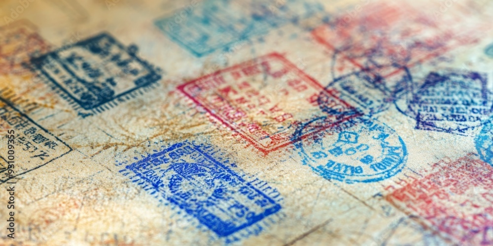 a passport with stamps from various countries, symbolizing a journey ...