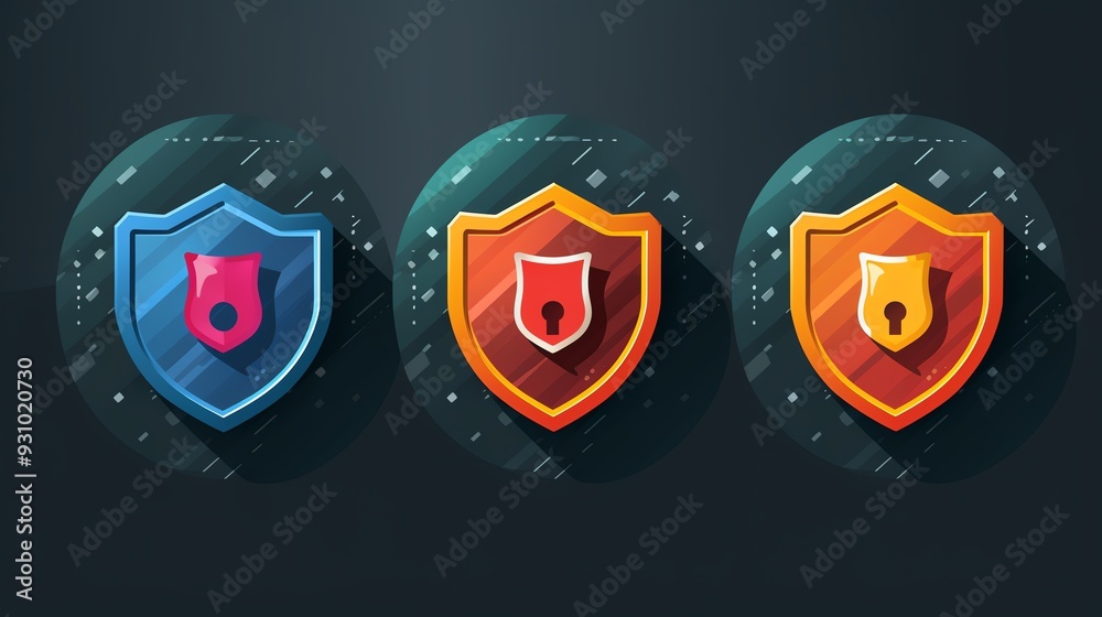 Vibrant collection of security shields symbolizing protection and ...