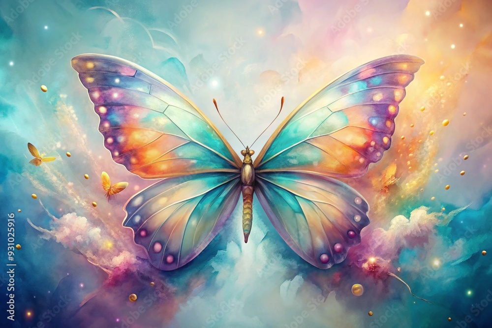 Celestial Butterfly: A vibrant blue butterfly with iridescent wings ...