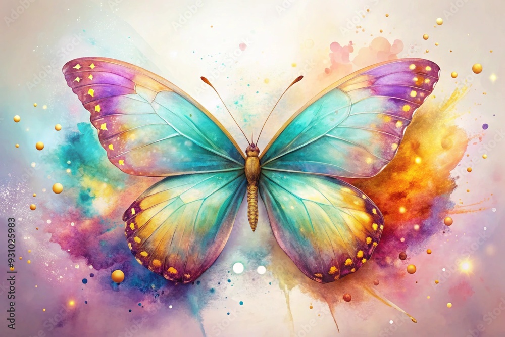 Celestial Butterfly: A vibrant blue butterfly with iridescent wings ...