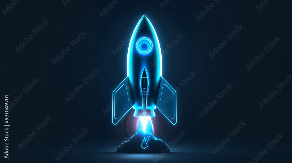 Digital rockets launch into outer space. Boosting and taking off career ...