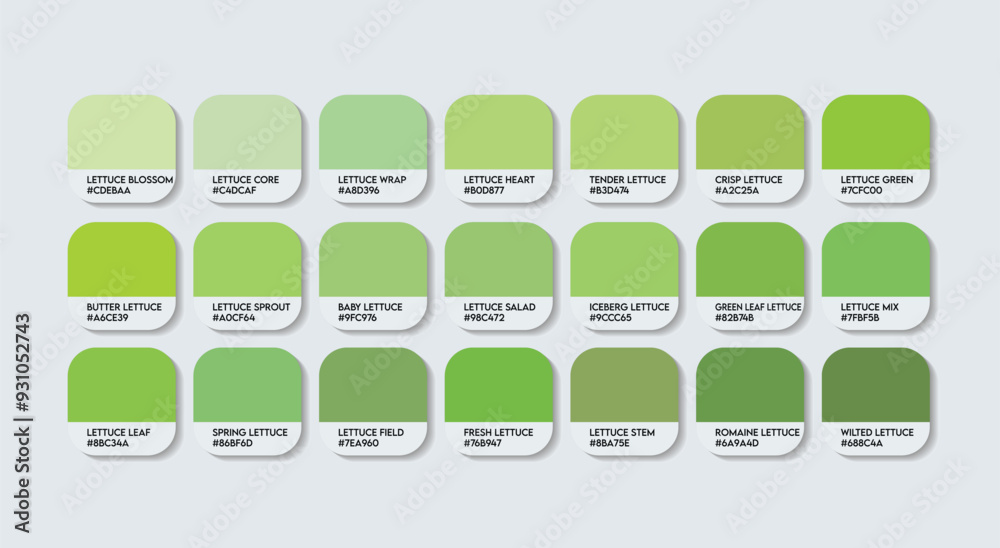 Lettuce Color Palette, Lettuce Green Color Guide Palette with Color ...