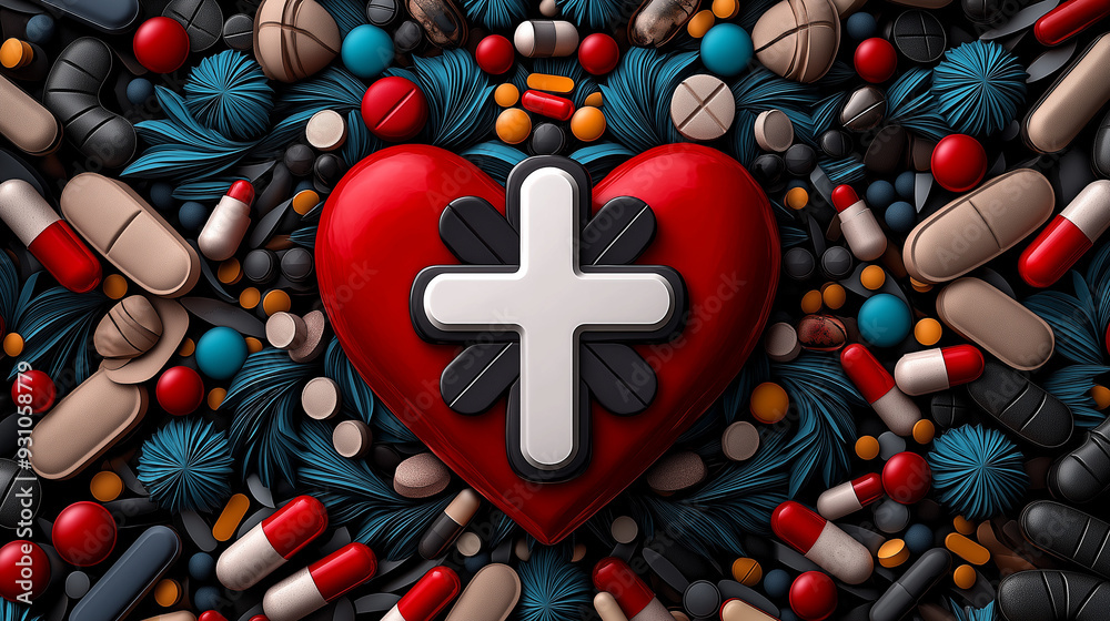 A retro-inspired health symbol design with a bold, contrasting color ...