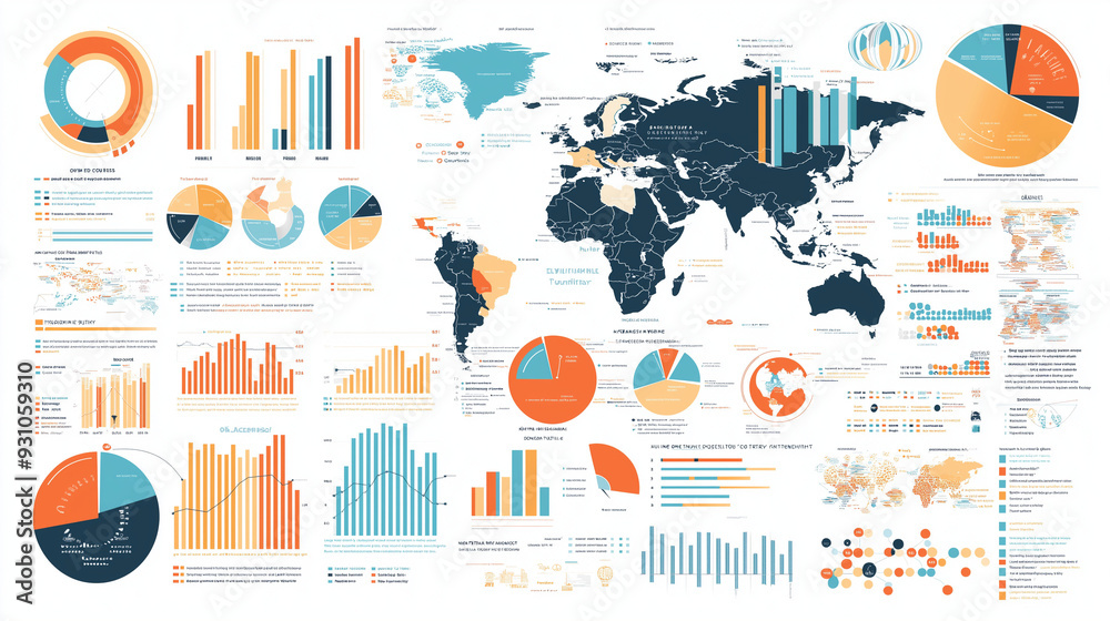 A detailed infographic using a combination of pie charts and pictograms ...