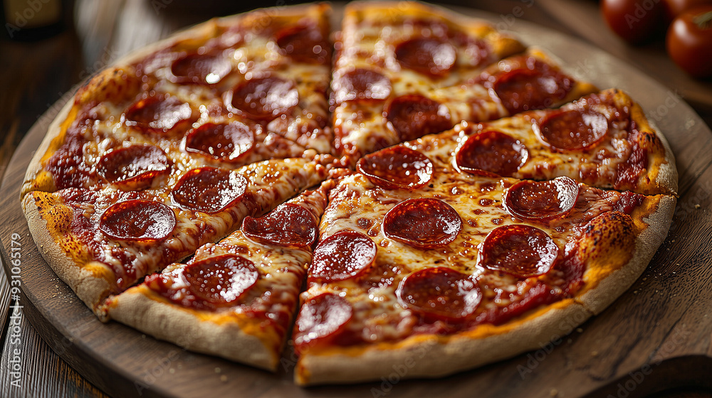 Pepperoni Pizza Delight: A mouthwatering pepperoni pizza, freshly baked ...