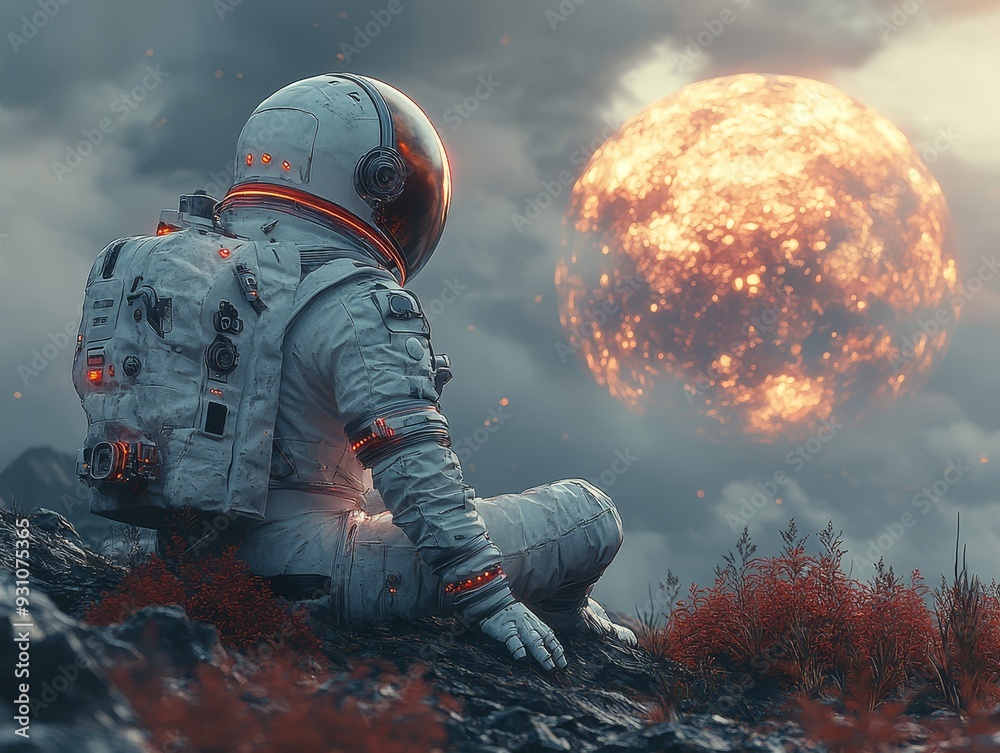 Design a spooky alien astronaut exploring a myster 265 fire, fireman ...