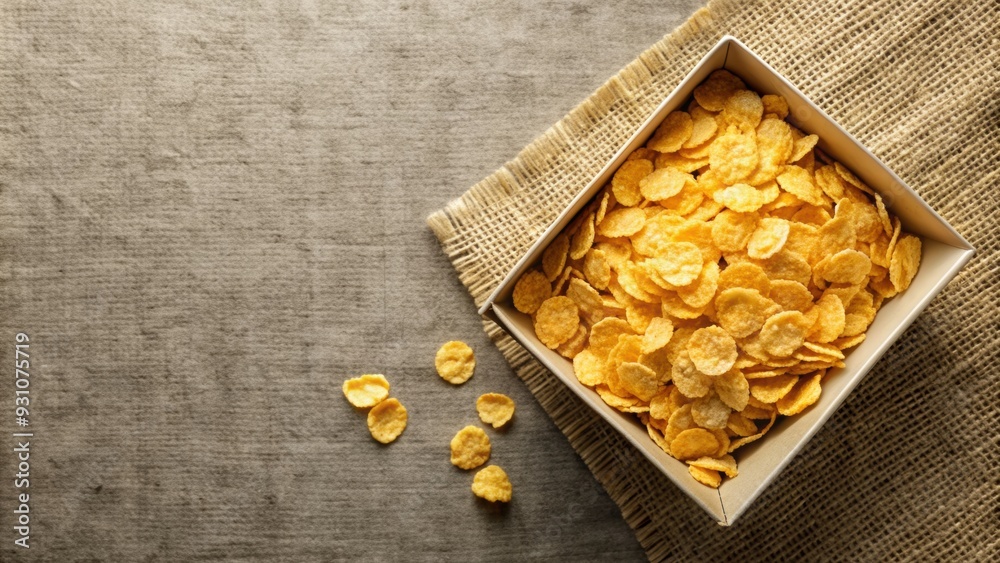 Corn-flakes cereal box with texture background for breakfast, corn ...