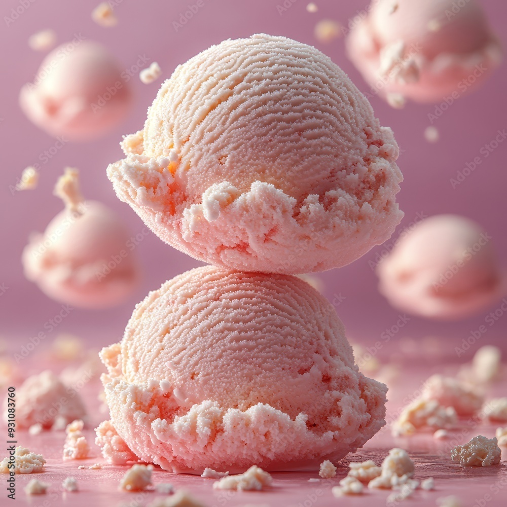 Creamy scoops of ice cream floating in the air iso 171 ice cream, cream ...